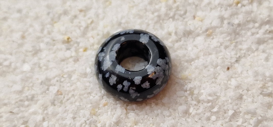 LITTLE SNOWFLAKE OBSIDIAN Natural Stone Dread Jewelry / Dread Bead ...