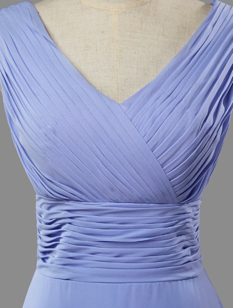 3 Tiers Skirt Straps V Neck Pleats Chiffon Floor Length Junior ...