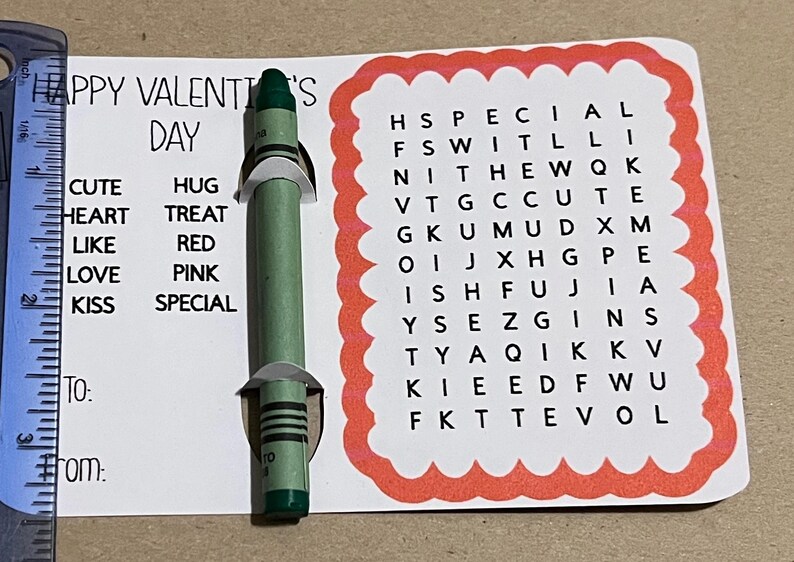 Valentine's Day Color in an Word Search Class Cards - Etsy