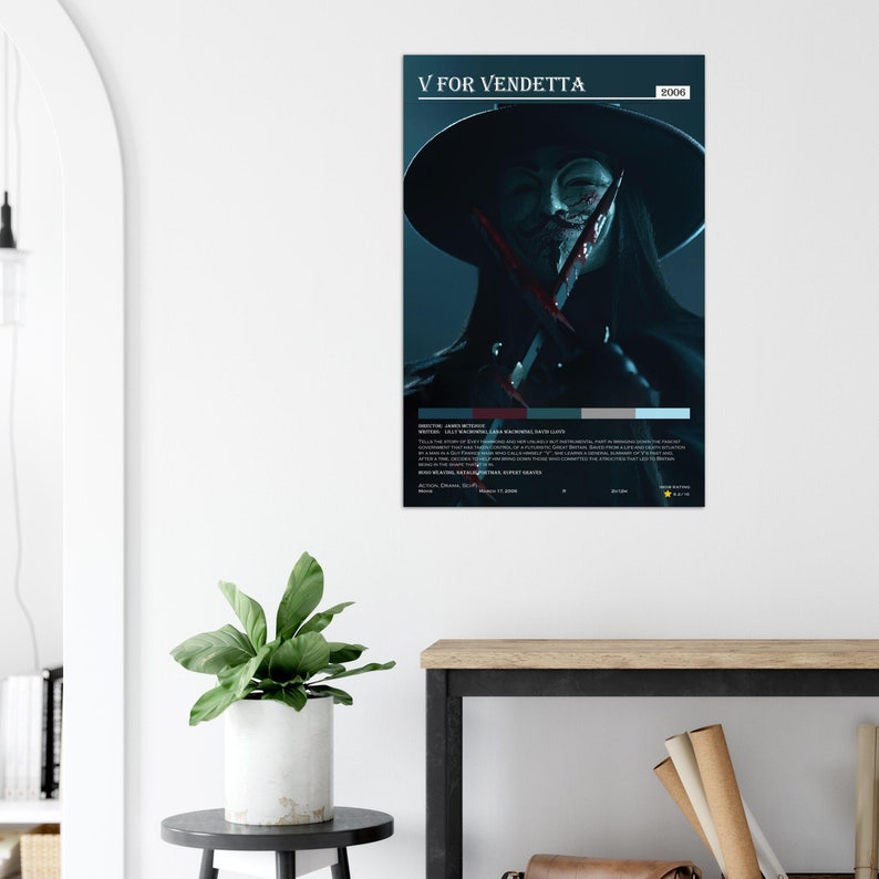 V for Vendetta Retro Movie Poster: Custom Wall Art Print Christimas ...