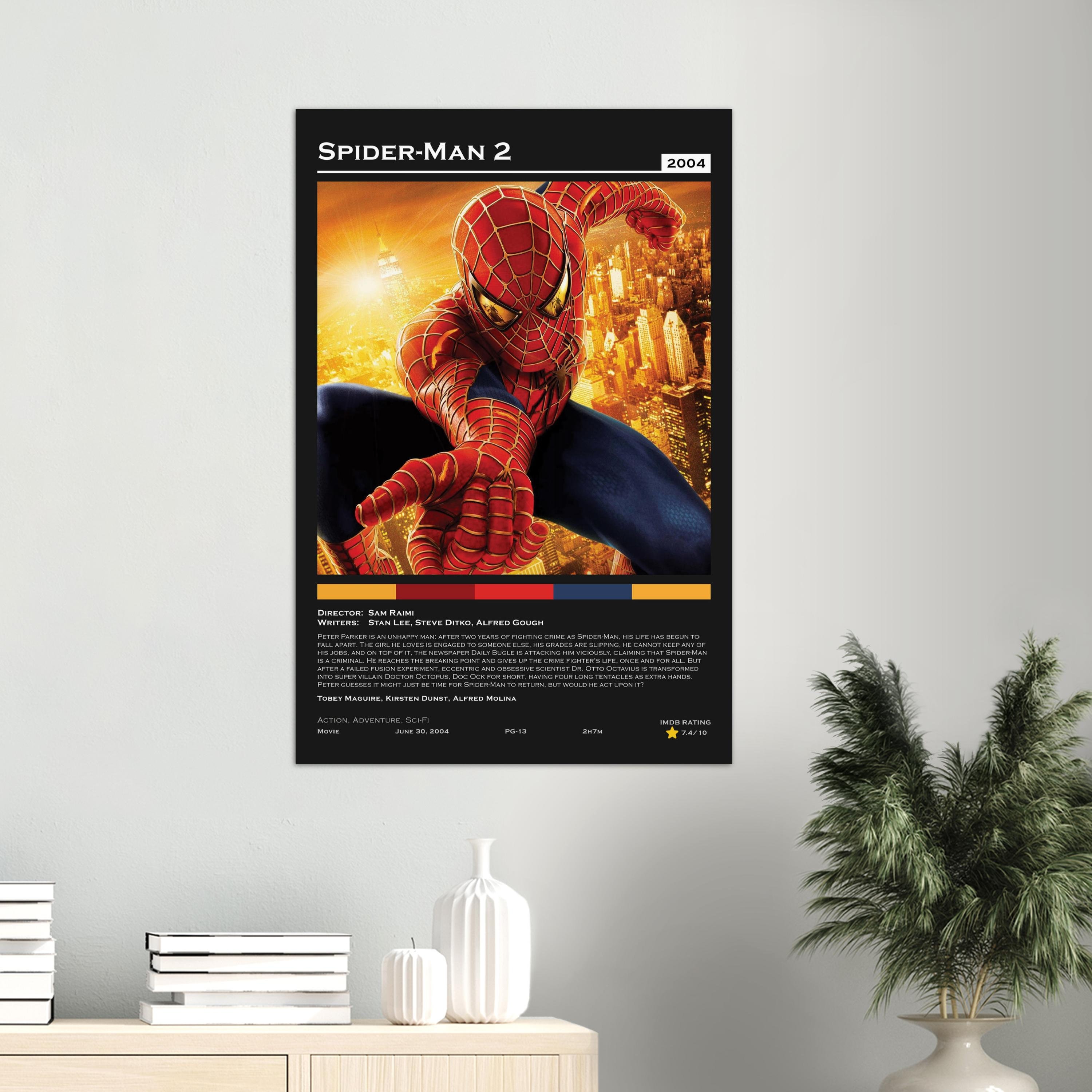Spider-man 2 Sam Raimi Marvel Movie Poster Vintage Retro Home Decor ...