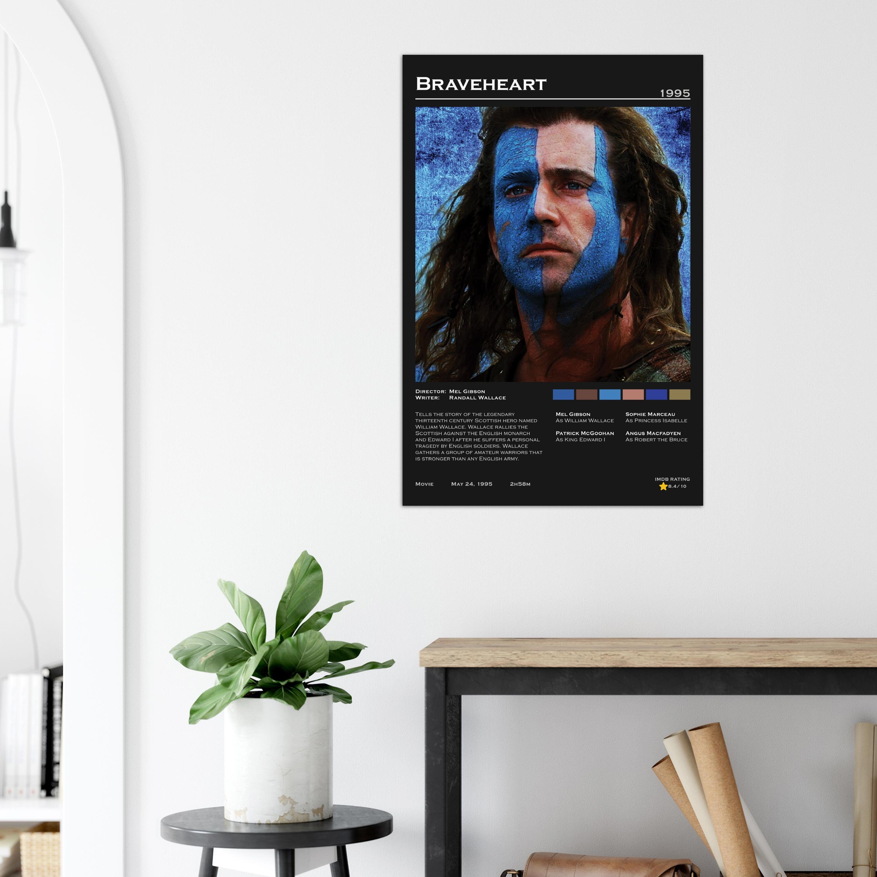 Braveheart Digital Print Poster Minimalist Movie Vintage Retro Home ...