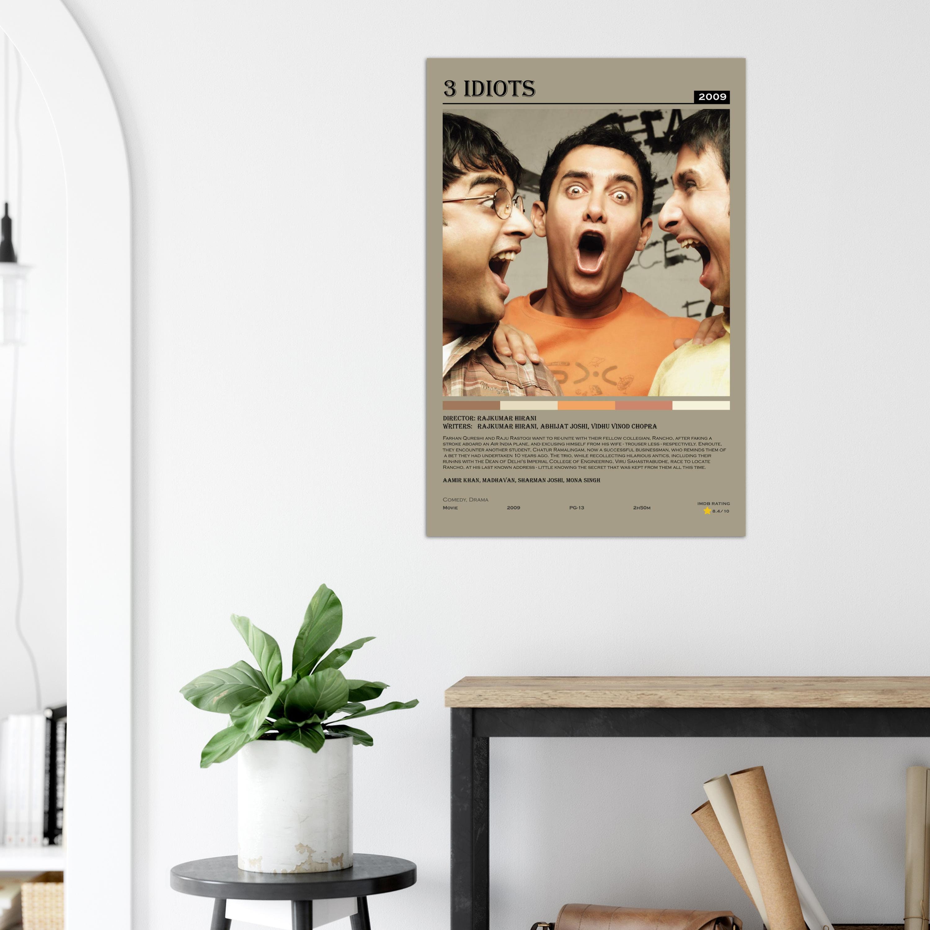 3 Idiots Rajkumar Hirani Minimalist Movie Poster Vintage Retro Home ...