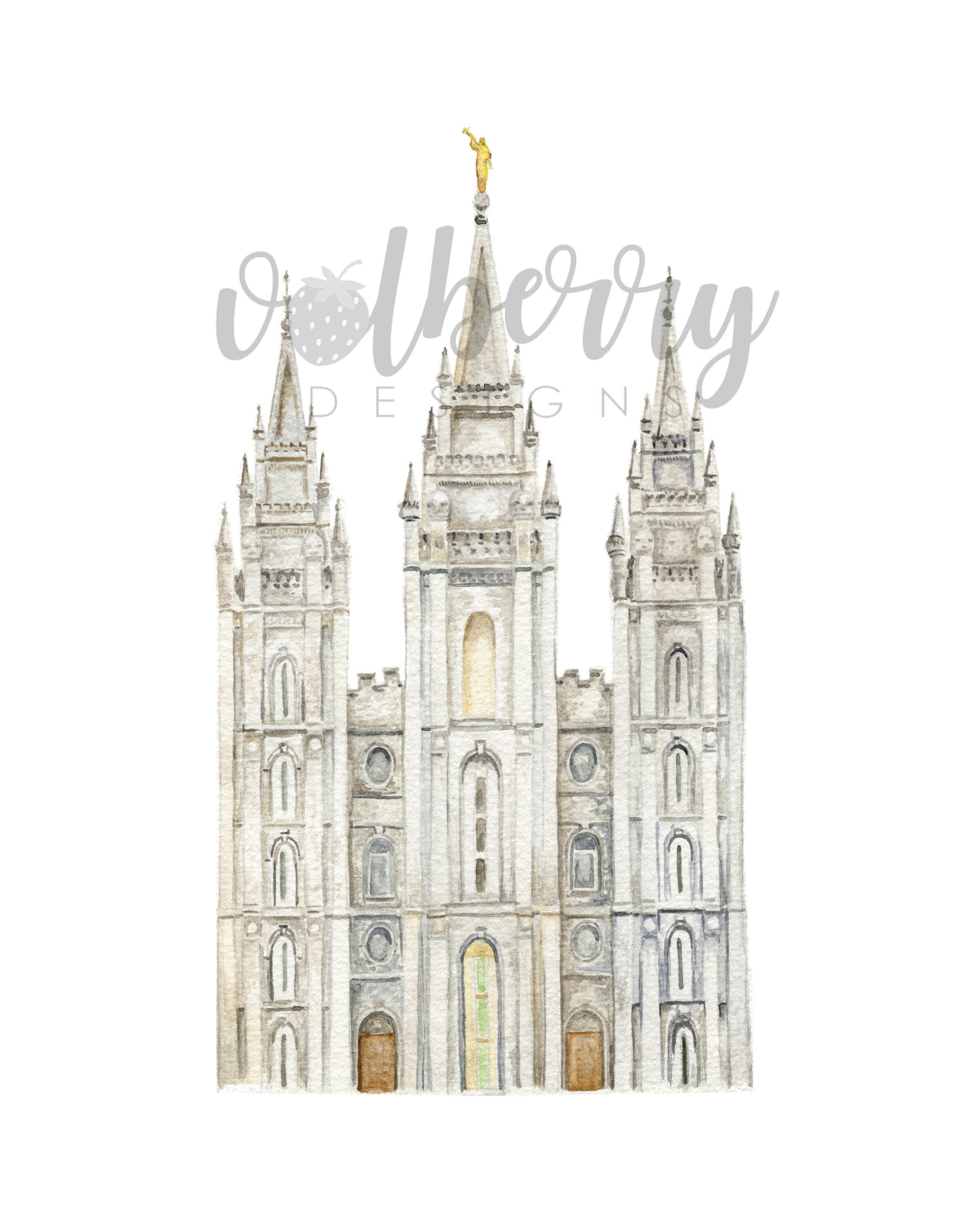 Salt Lake City LDS Temple - Printable Watercolor Wall Art - Etsy