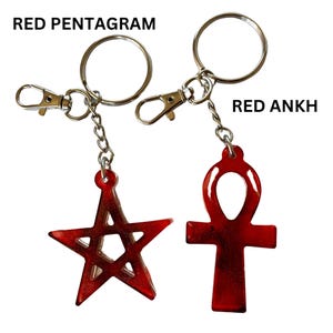 Gothic Keychain / Ankh Bag Charm / Pentagram / Pentacle Keychain ...
