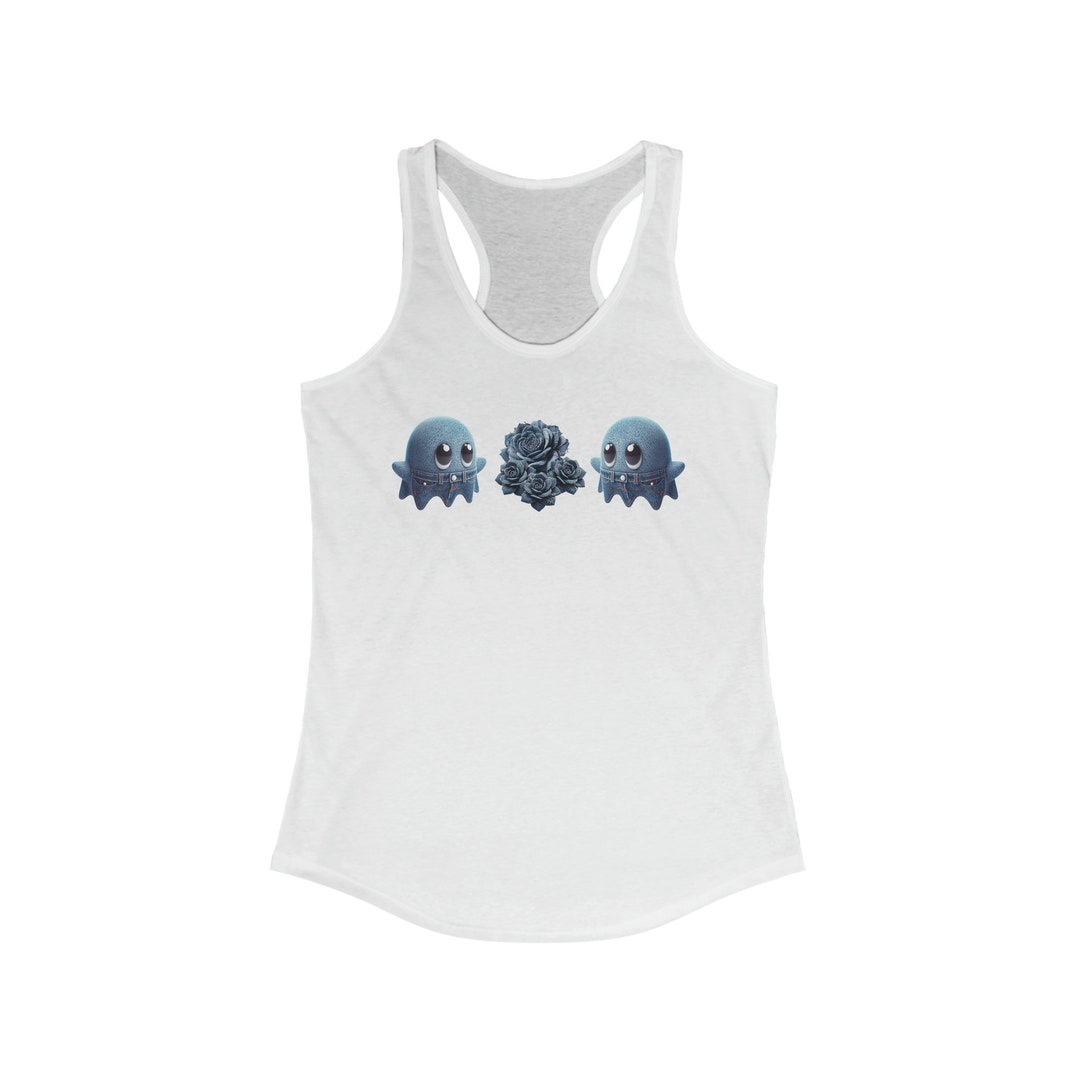 Cute Smell the Roses Floating Denim Ghost Tank Top Women's Ideal ...
