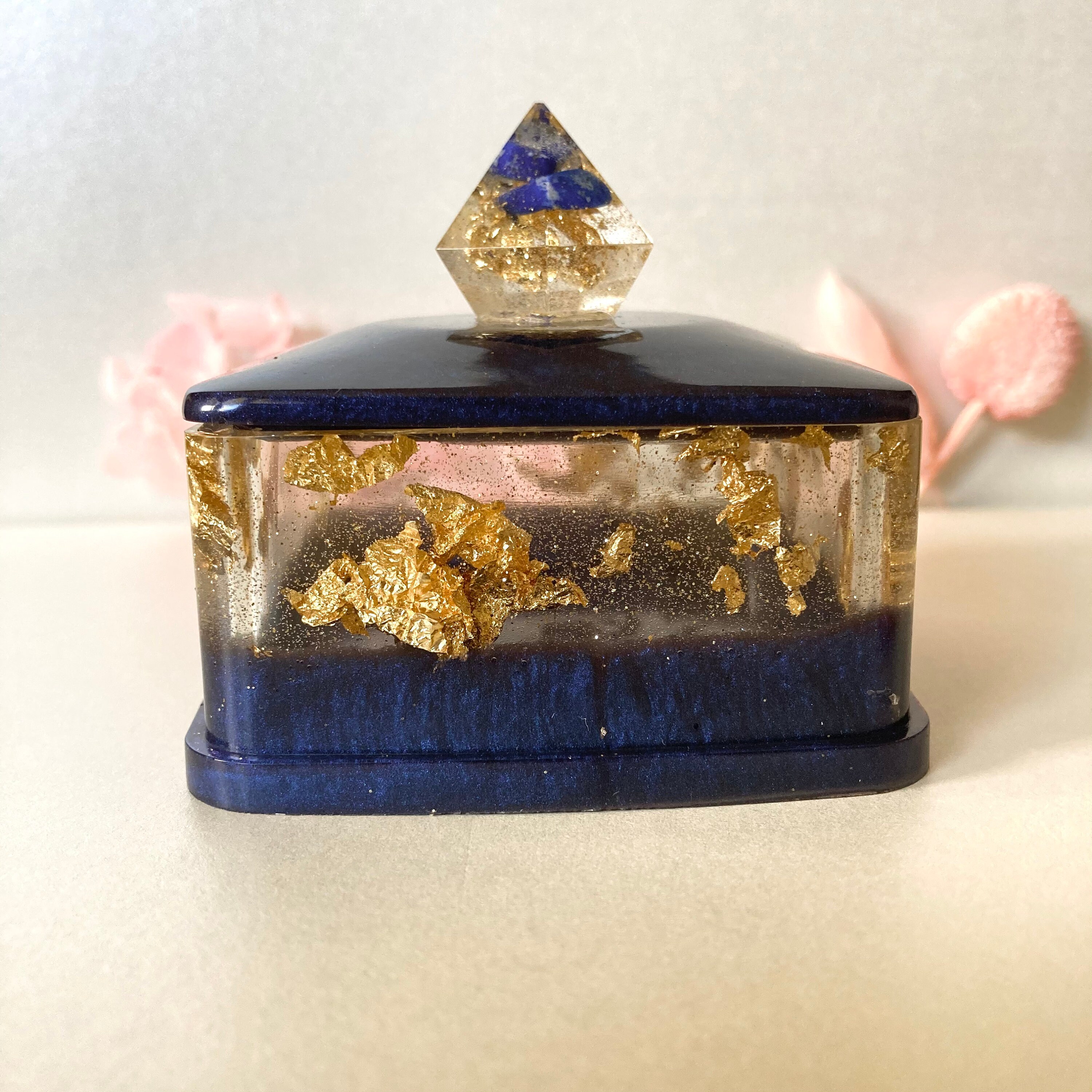 Resin Trinket w/ stone / Trinket Box with Lid 3D flower | Etsy