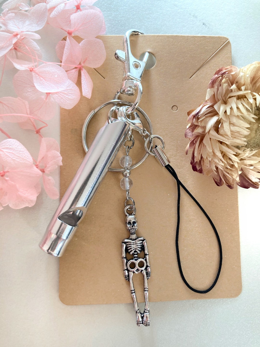 Skeleton Phone Charm Keychain / Safety Whistle / Nintendo Switch Charm ...