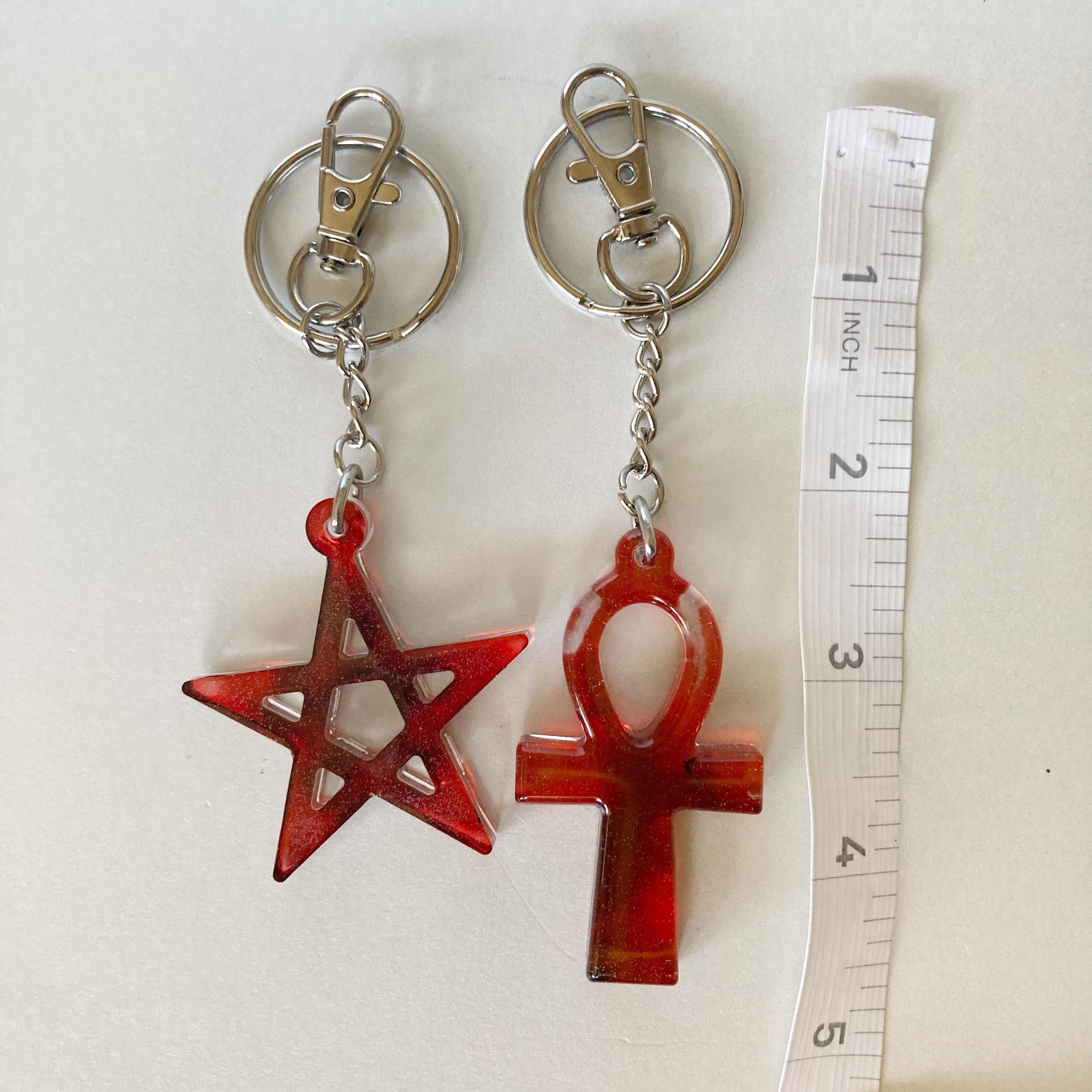 Gothic Keychain / Ankh Bag Charm / Pentagram / Pentacle Keychain ...