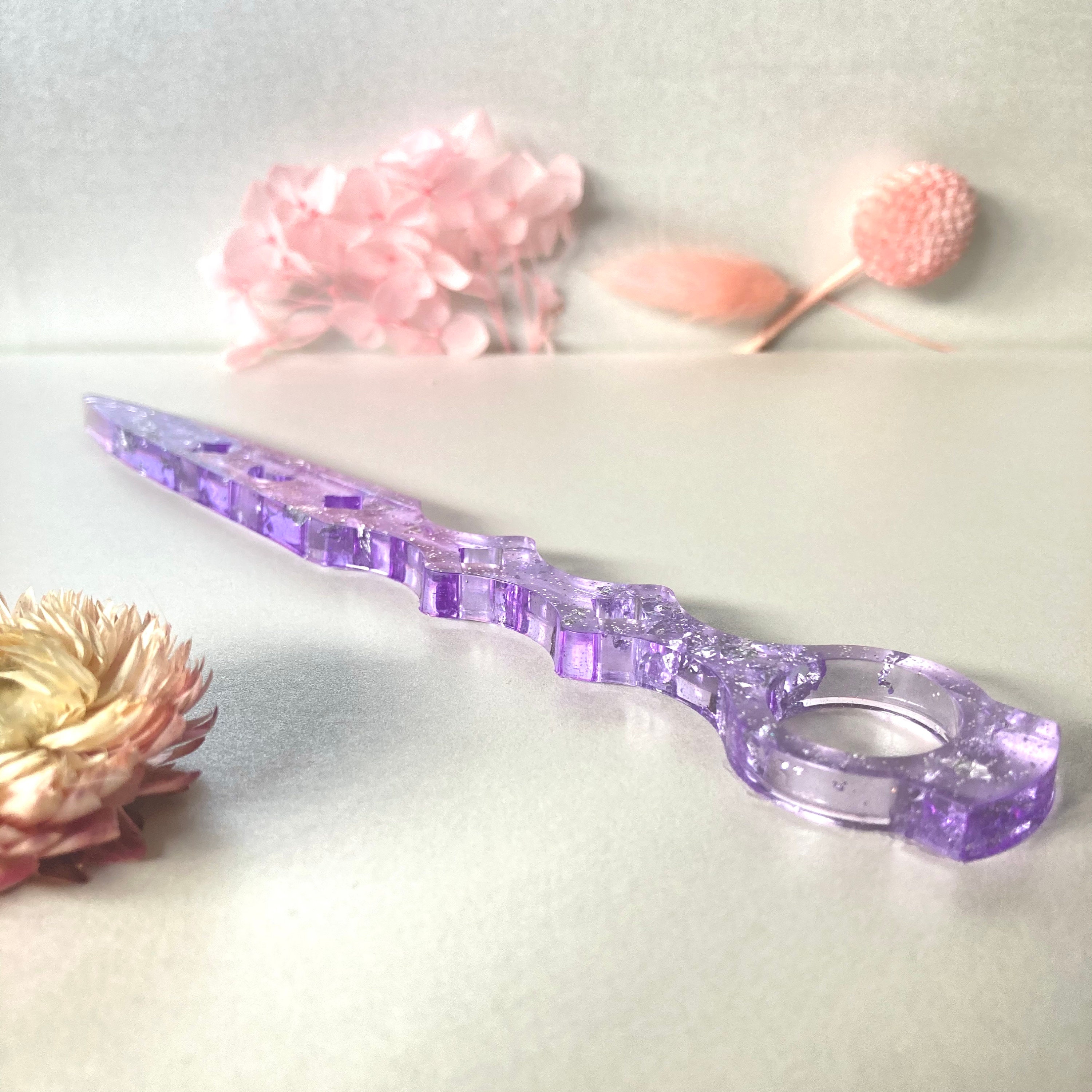 Resin wand / Resin Letter opener wand / glitter and mica | Etsy