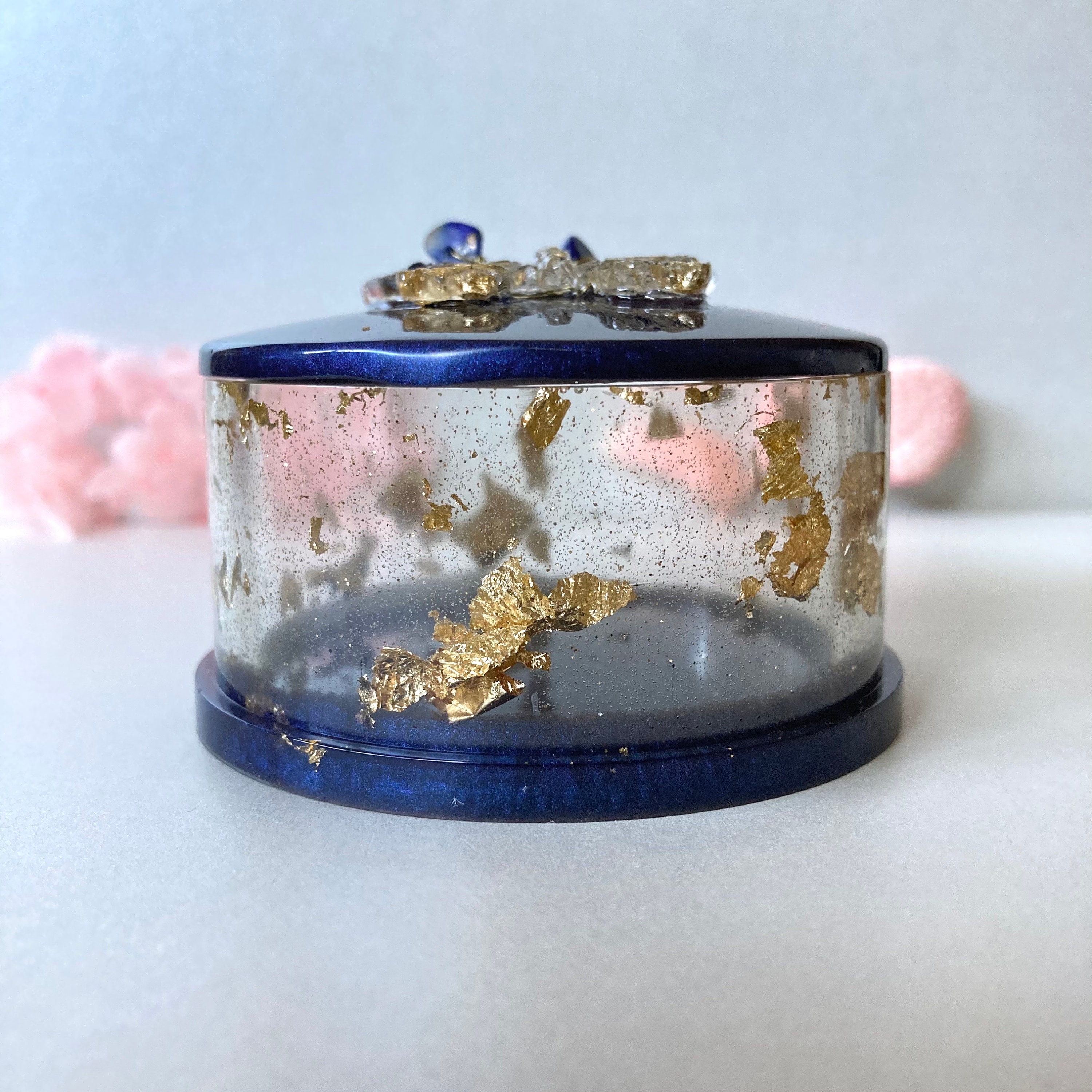 Resin Trinket w/ stone / Trinket Box with Lid 3D flower | Etsy