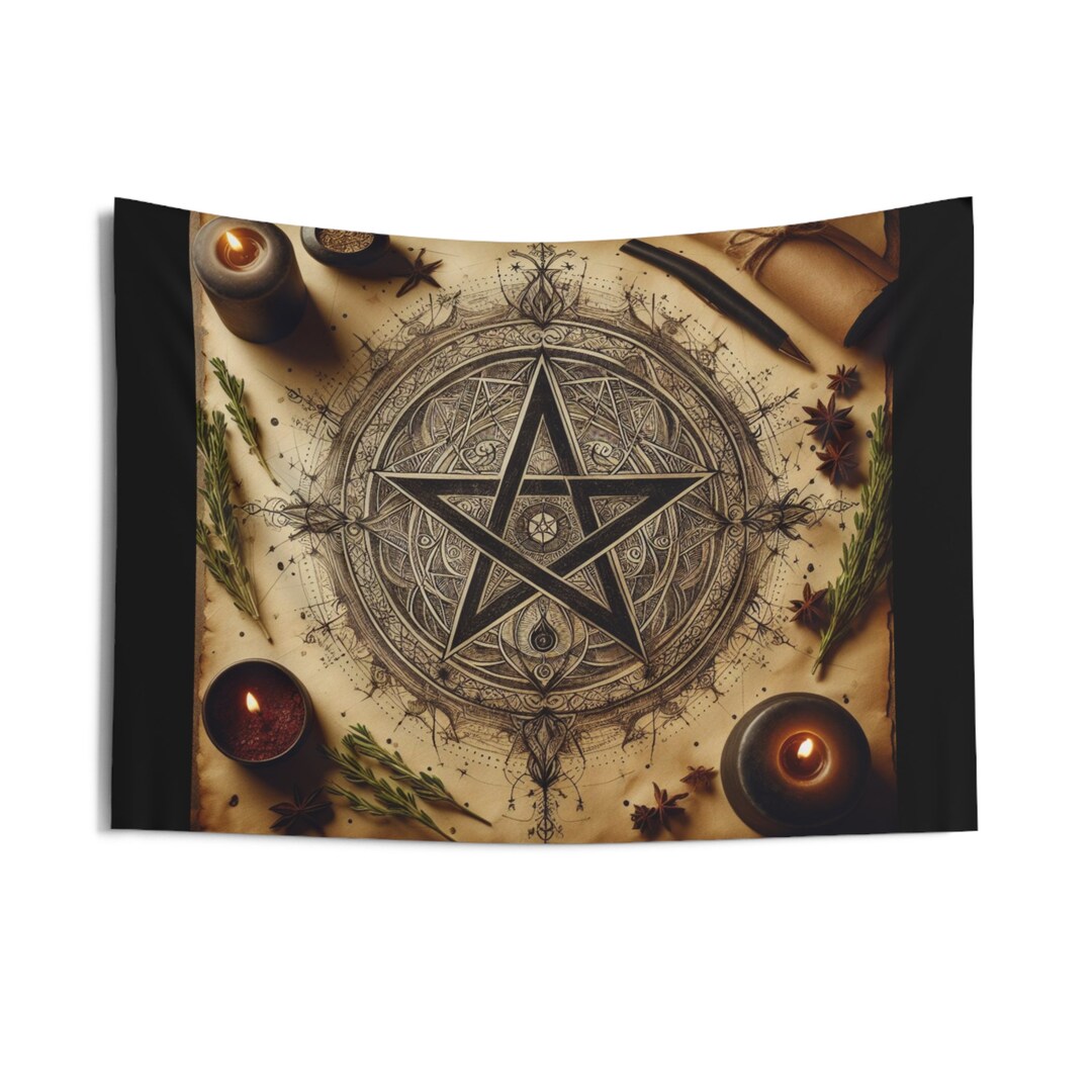 Alchemical Pentagram Tapestry, Wiccan Tapestry, Occult Aesthetic ...