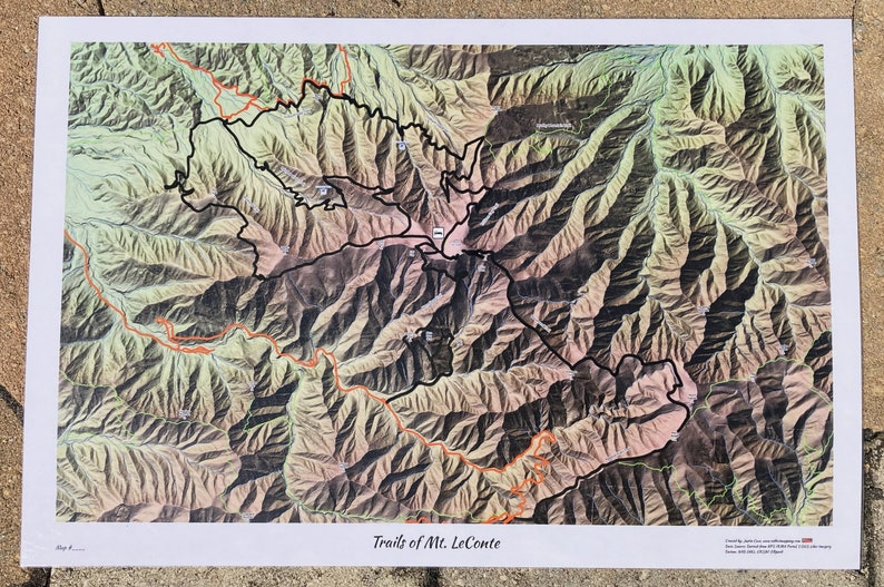 Smokies Mt. Leconte Map Kit (12"x18") - Etsy