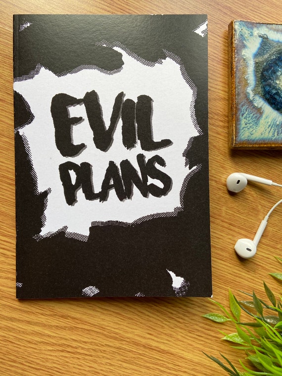 Typography Grunge Decorative Stationery EVIL PLANS A5 LINED Notebook ...