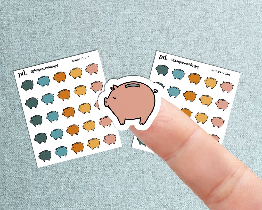 Piggy Bank Stickers, Budget Sticker, Savings Goals Sticker Sheet ...