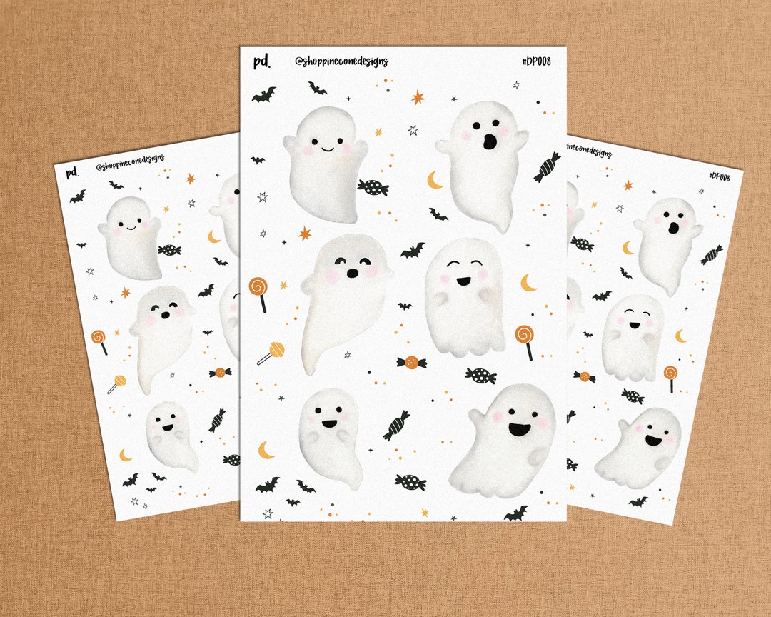 Ghosties Sticker Sheet, Cute Ghost Sticker Sheet, Halloween, Ghosts - Etsy