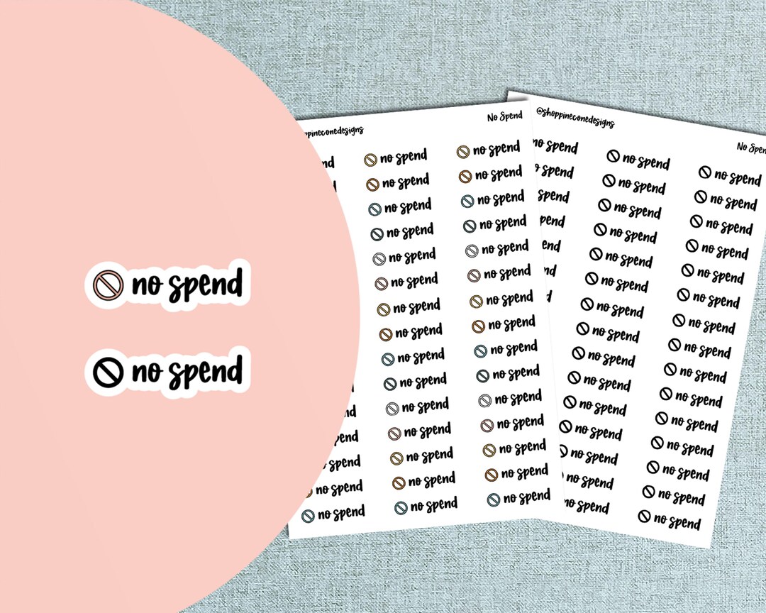 No Spend Sticker, Budget Tracking Sticker, Zero Spend Challenge Tracker ...