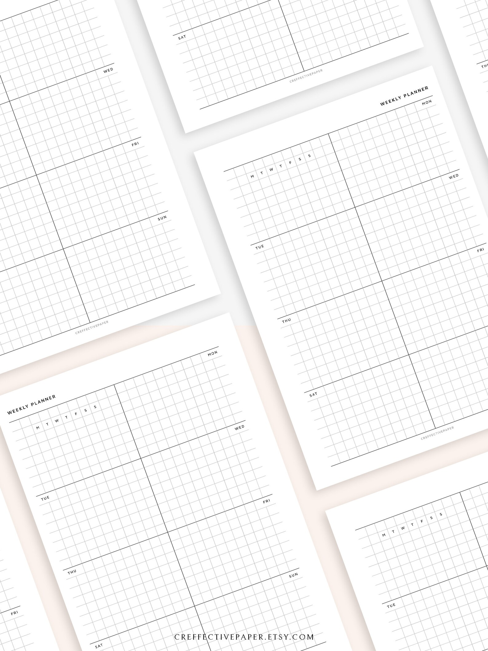 Weekly Overview Planner with Calendar Printable Template Grid | Etsy