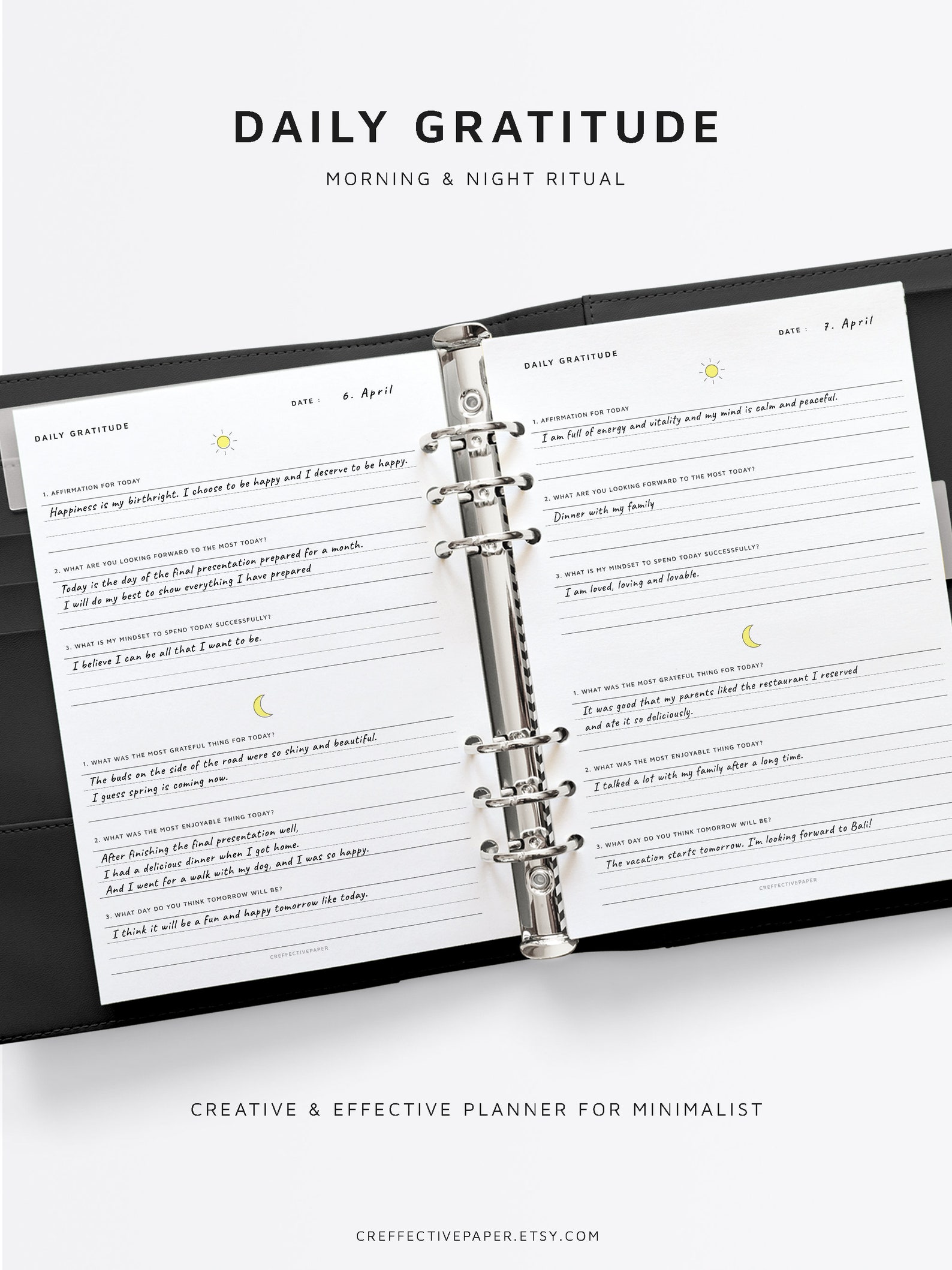 Daily Gratitude Journal for Positive Mindfulness Morning & | Etsy