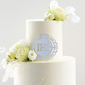 Cake Topper Elegant IHS | First Holy Communion | Baptism | IHS Host ...