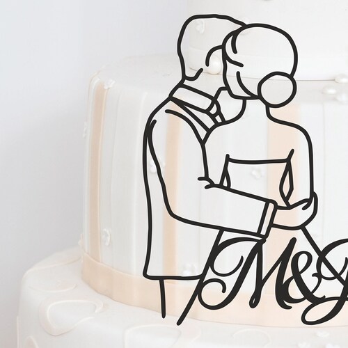 One Line Face Woman Hair Line Art Cake Topper Abstract Face - Etsy