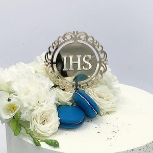 Cake Topper Elegant IHS | First Holy Communion | Baptism | IHS Host ...