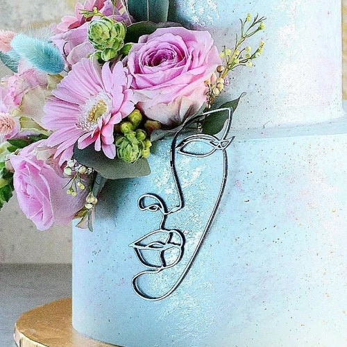 Birthday Girl Line Art Face Topper Woman Mirror Cake Charm - Etsy