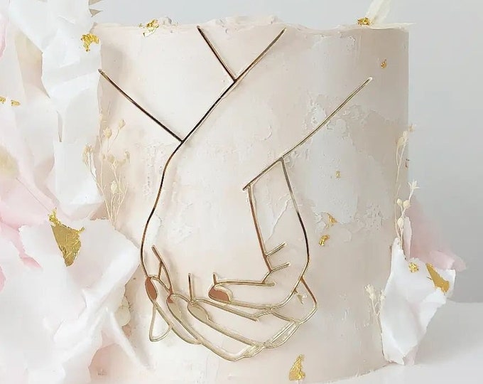 Clasped Hands Topper | Line Art Cake Topper | Abstract Cake Topper ...