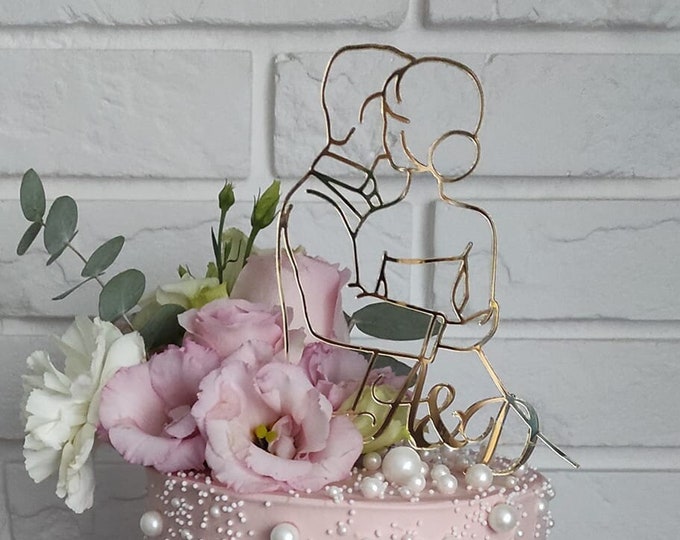 Clasped Hands Topper Line Art Cake Topper Abstract Cake Topper Lineart ...