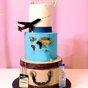 World Map Cake Decor With Airplane | World Map Cake Decoration ...