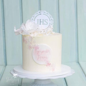 Cake Topper Elegant IHS | First Holy Communion | Baptism | IHS Host ...
