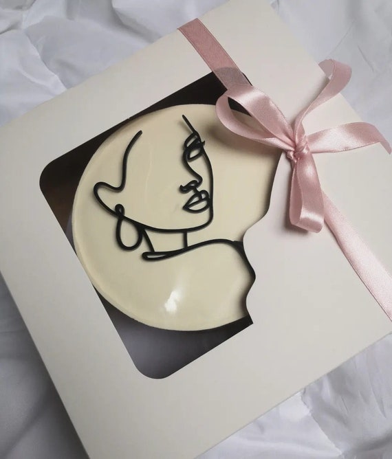 One Line Face Woman With Earring Personalized Line Art Cake - Etsy