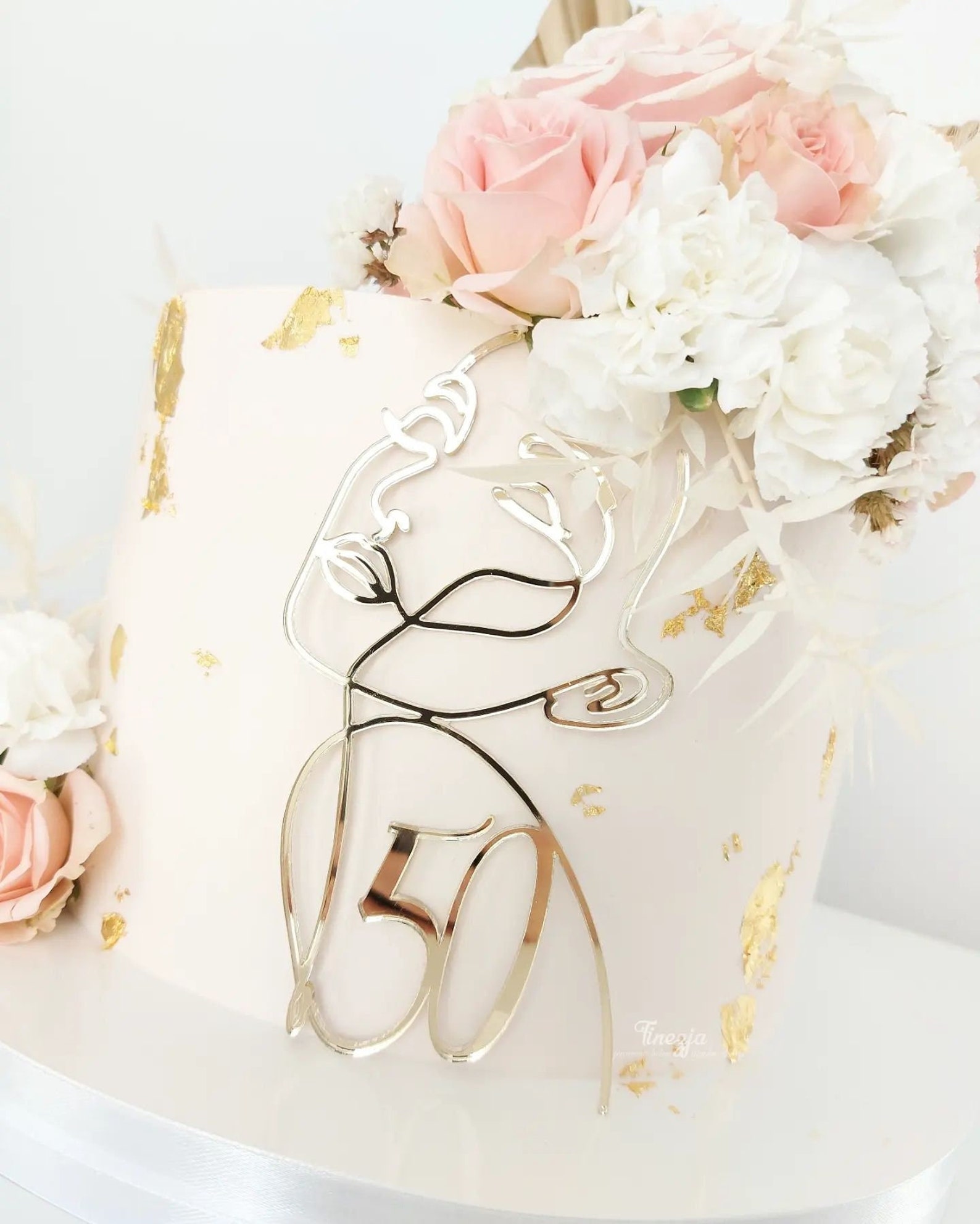 One Line Face Woman Personalized Line Art Cake Topper - Etsy