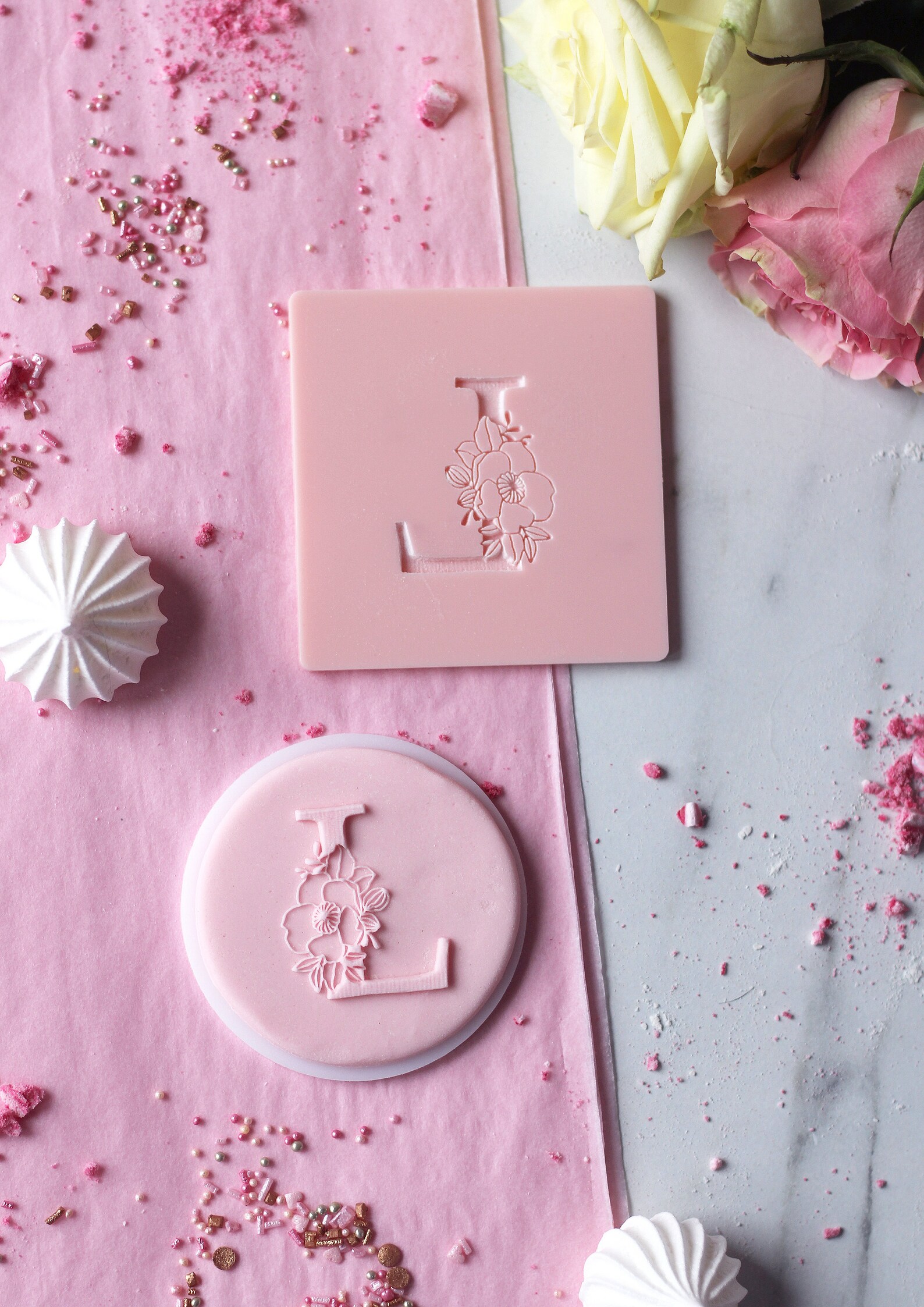 Floral Collection of Initials Embosser Letters Floral Stamp Complete ...