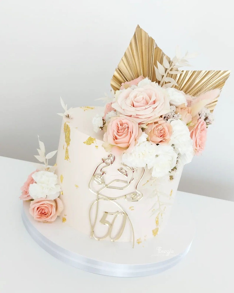 One Line Face Woman Personalized Line Art Cake Topper - Etsy