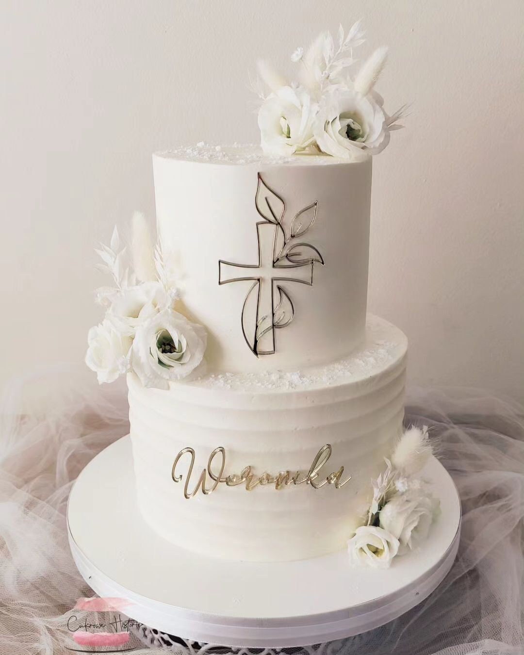Cake Side Decor Cross With Leaves Line Art Cake Decoration With Cross ...