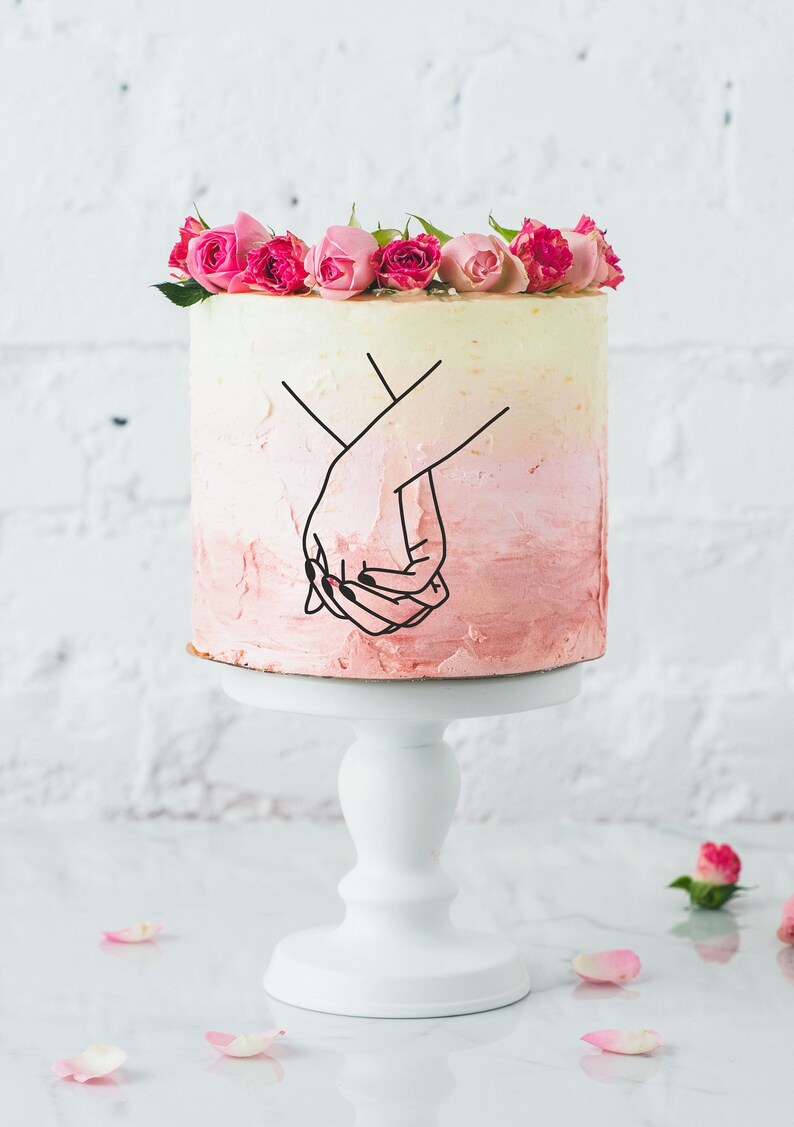 Clasped Hands Topper Line Art Cake Topper Abstract Cake - Etsy Canada