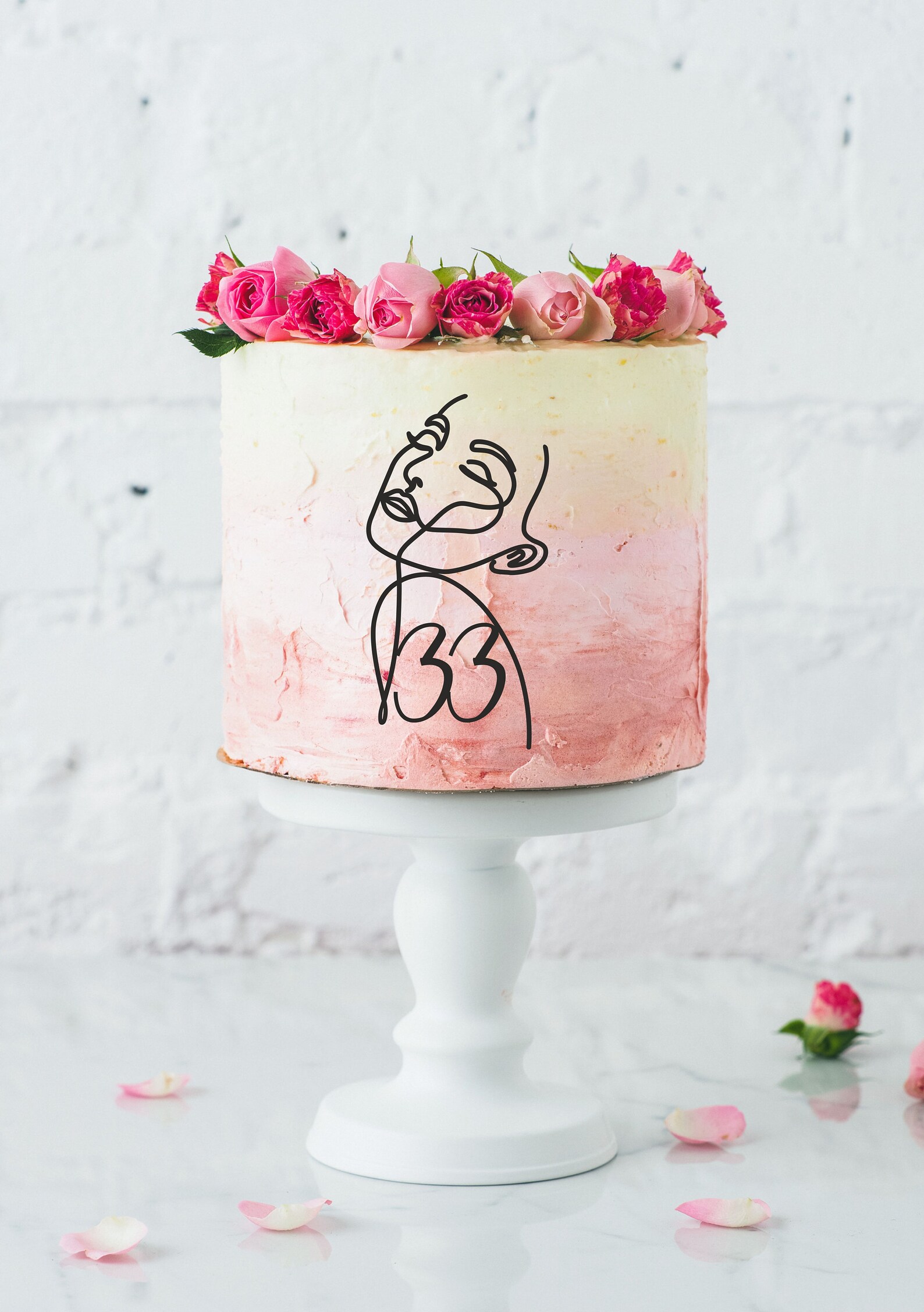 One Line Face Woman Personalized Line Art Cake Topper - Etsy