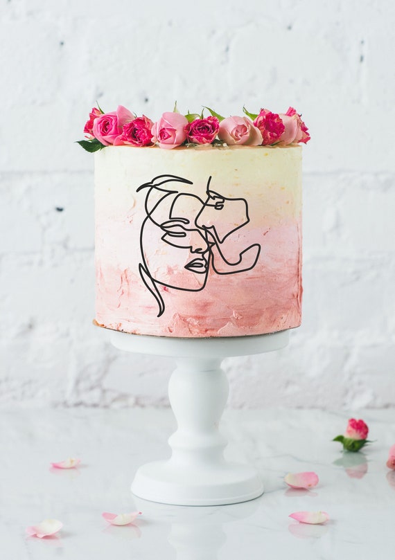Cake Toppers & Picks Paper & Party Supplies Line Art Cake Topper ...