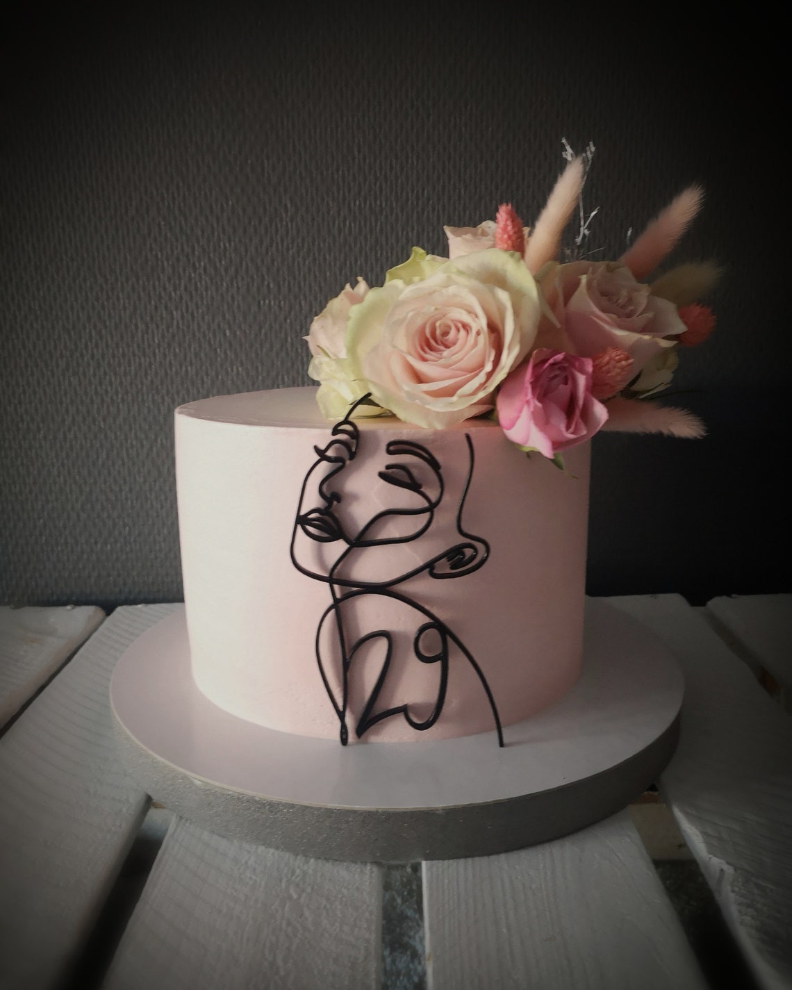 One Line Face Woman Personalized Line Art Cake Topper - Etsy