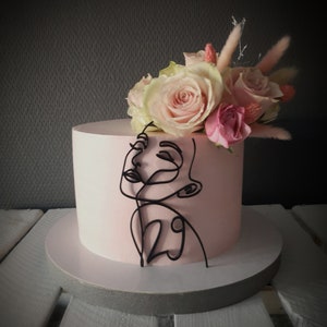 One Line Face Woman Personalized | Line Art Cake Topper | Abstract Face ...