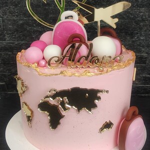 World Map Cake Decor With Airplane | World Map Cake Decoration ...