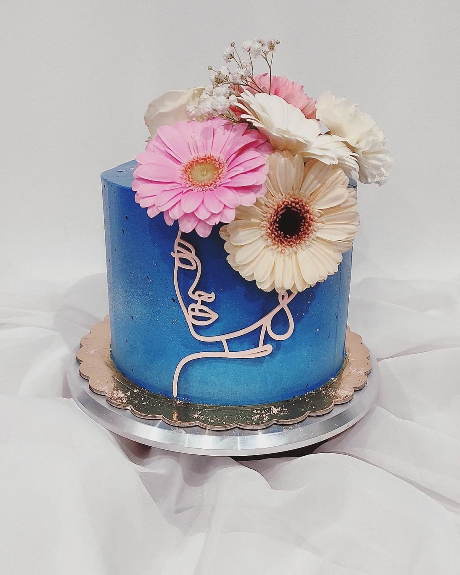 One Line Face Woman With Earring Personalized Line Art Cake - Etsy