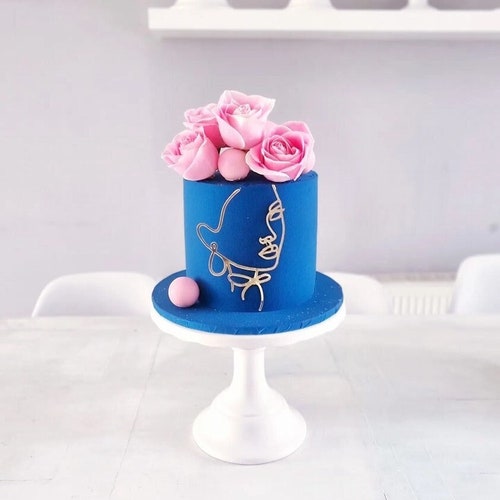 One Line Topper Seated Woman Line Art Cake Topper Abstract - Etsy