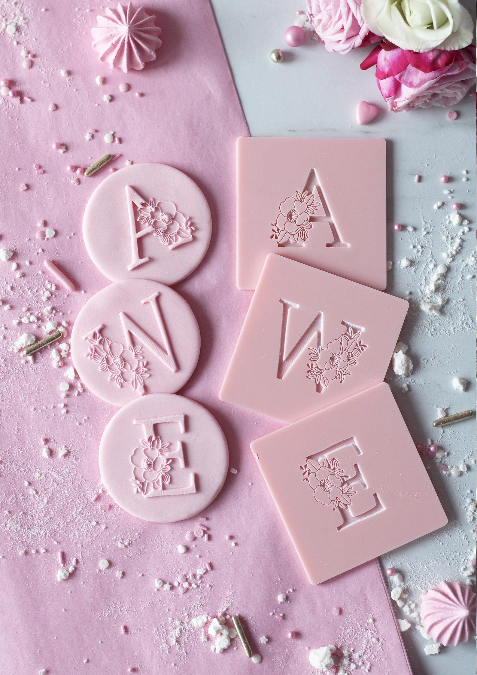 Floral Collection of Initials Embosser Letters Floral Stamp Complete ...