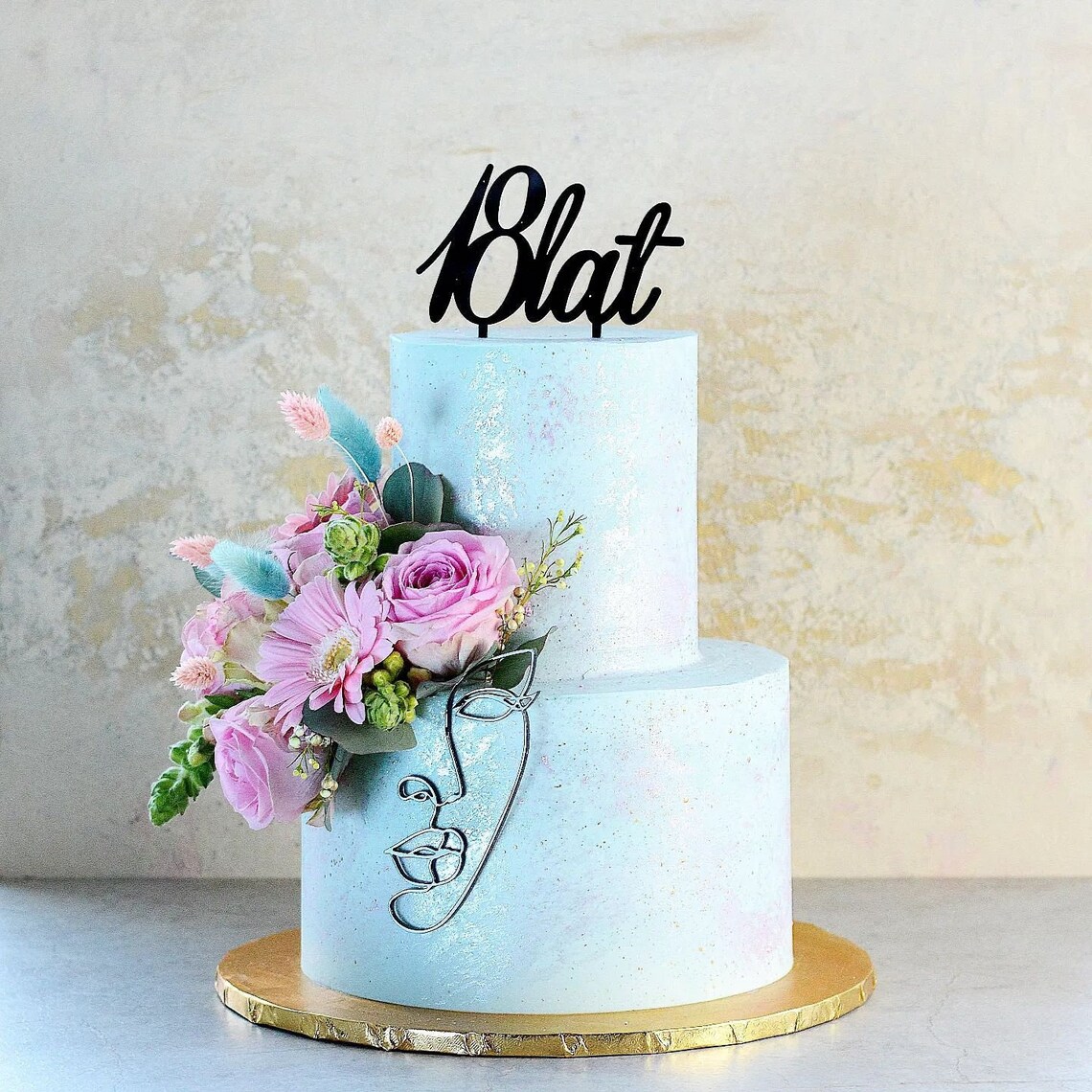 One Line Face Woman Classic Line Art Cake Topper Abstract - Etsy