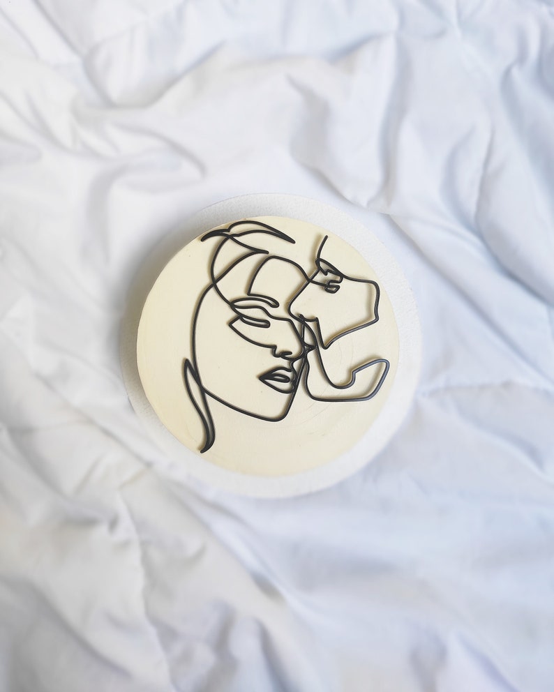One Line Face Couple Line Art Cake Topper Abstract Face - Etsy