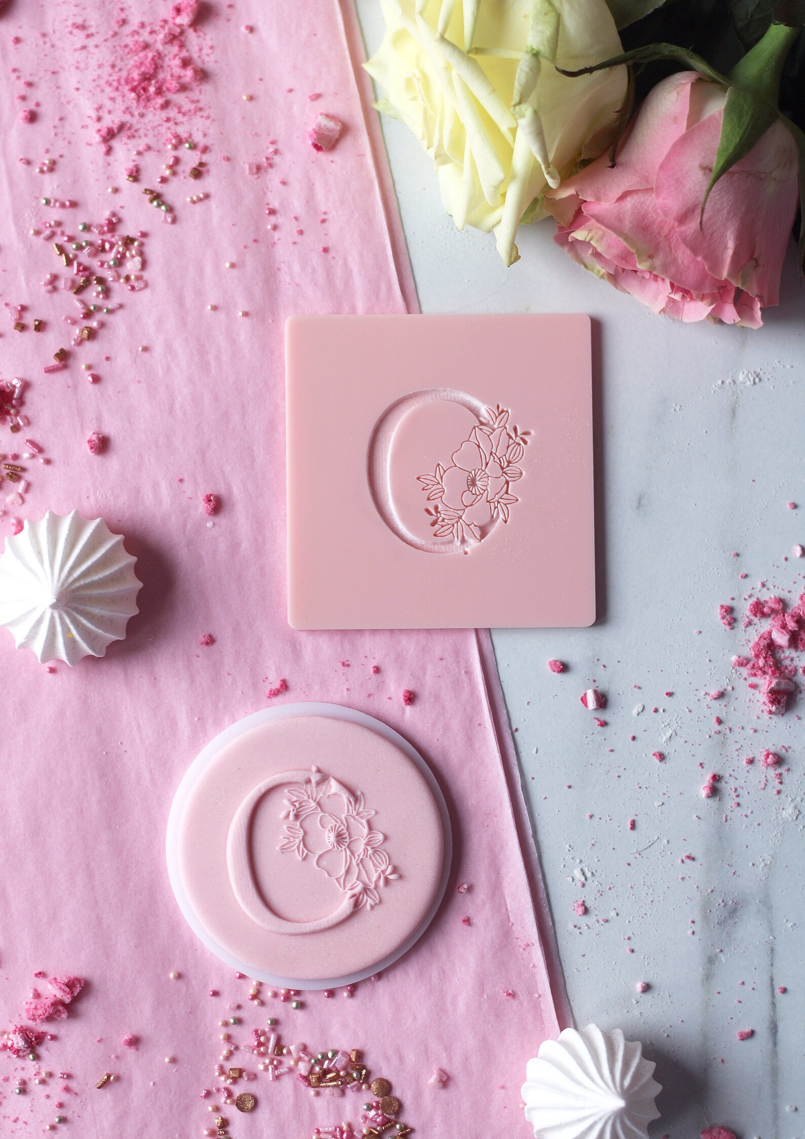 Floral Collection of Initials Embosser Letters Floral Stamp Complete ...