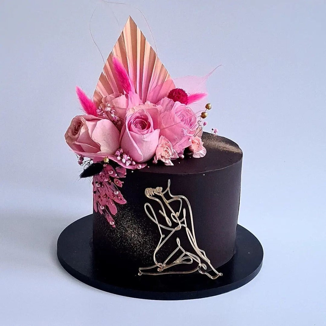 One Line Topper Seated Woman | Line Art Cake Topper | Abstract Face ...