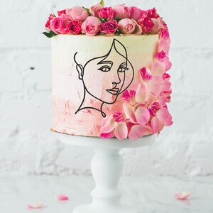 One Line Smile Face Woman Topper | Line Art Cake Topper | Abstract Face ...